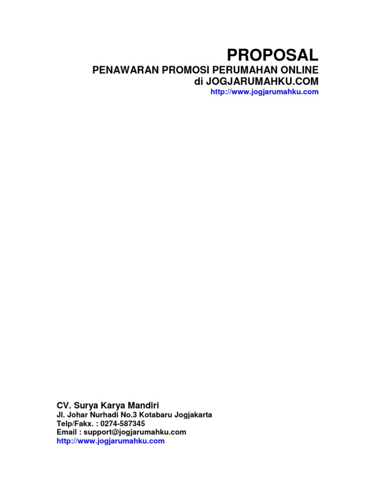Proposal Promosi Perumahan Jogja | PDF | Karier & Perkembangan | Bisnis