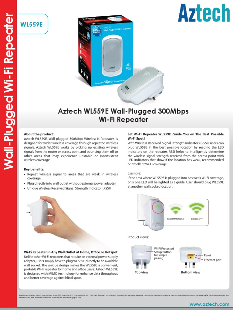 Aztech WL559E DataSheet | PDF | Wireless Lan | Wi Fi