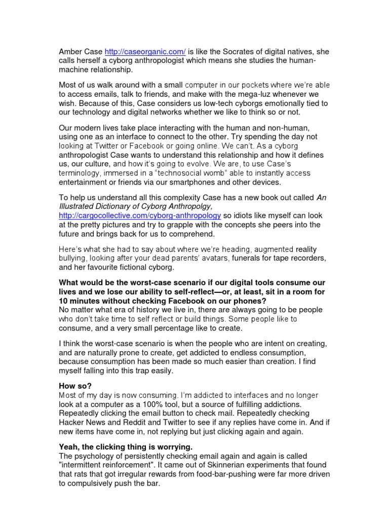 Amber Case | PDF | Cyborg | Reality