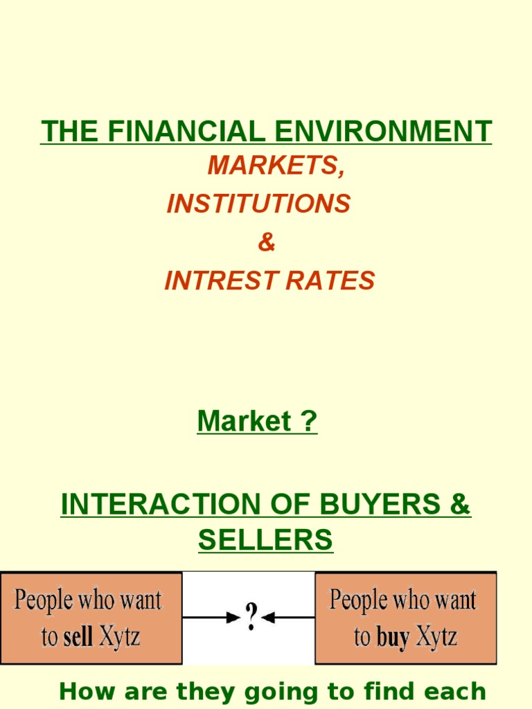The Financial Environment: Markets, Institutions & Intrest Rates | PDF ...
