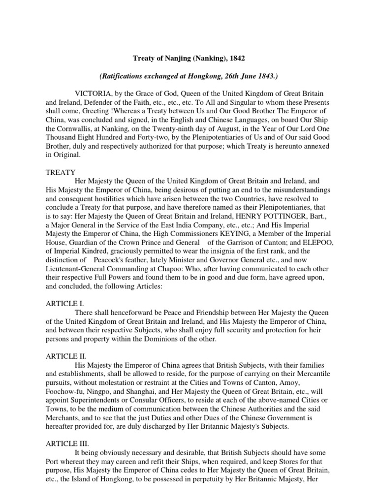 Treaty of Nanking | PDF | Treaty | International Relations