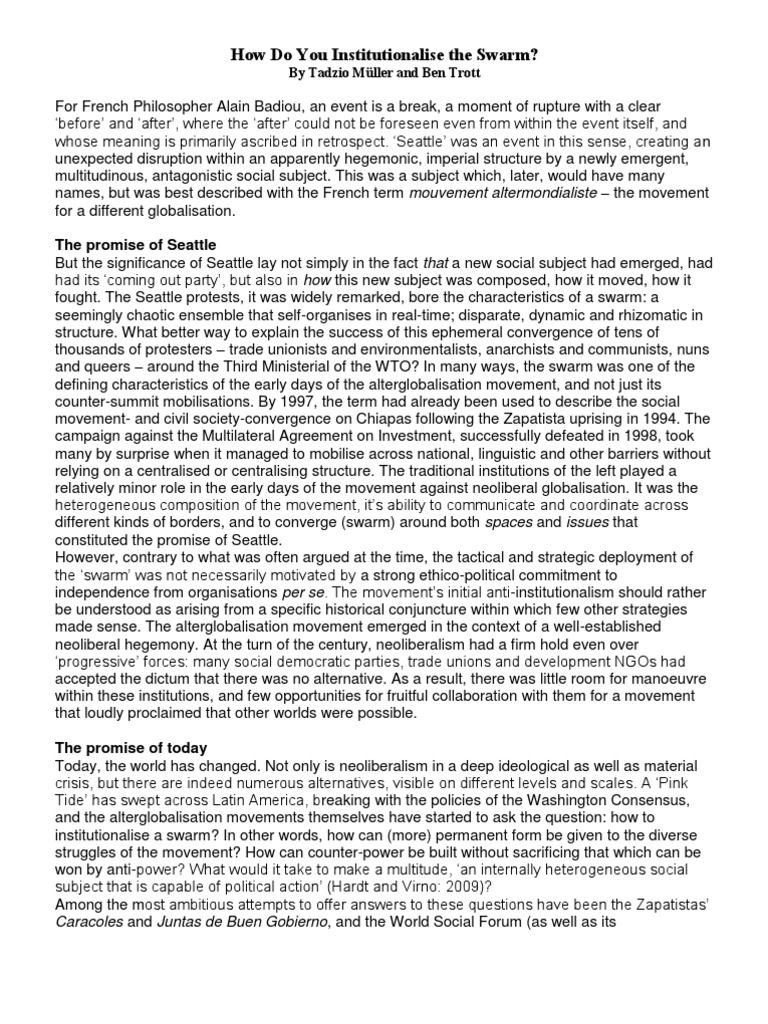 How Do You Institutionalise The Swarm | PDF | Neoliberalism ...