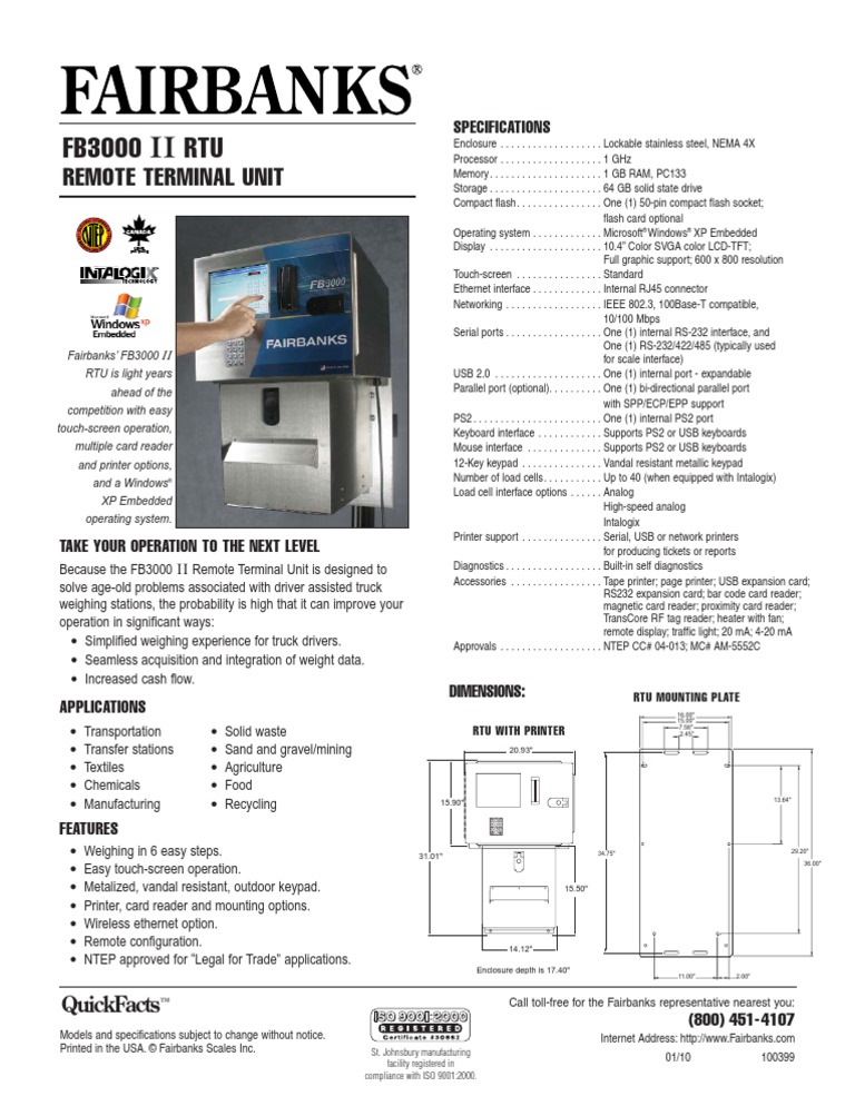 100399spec FB3000 Remote Terminal Unit | PDF | Electrical Connector ...