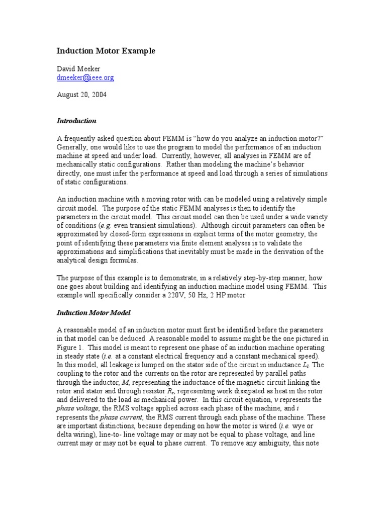 FEMM Induction Motor Parameter Analysis | PDF | Electrical Impedance ...