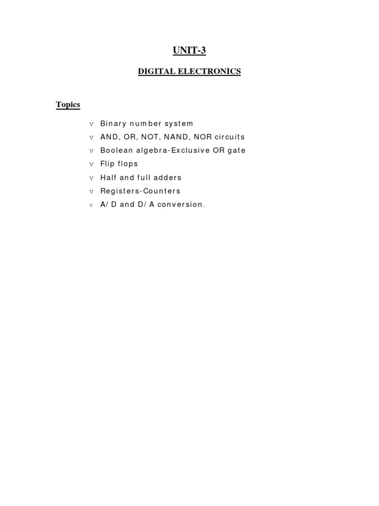 UNIT-3: Digital Electronics | PDF | Electronics | Digital Electronics
