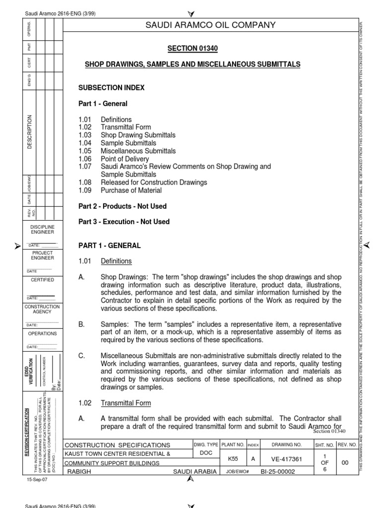Shop Drawing Submittal Guidelines | PDF | Specification (Technical ...