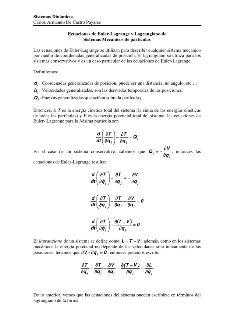 Ecuaciones de Euler-Lagrange | PDF | Ecuación de Euler-Lagrange | Física Matemática