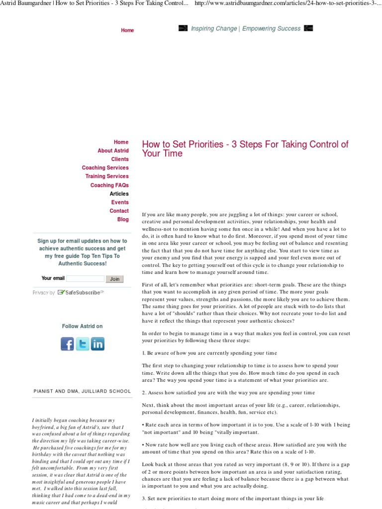 Astrid Baumgardner - How To Set Priorities - 3 Steps For Taking Control ...