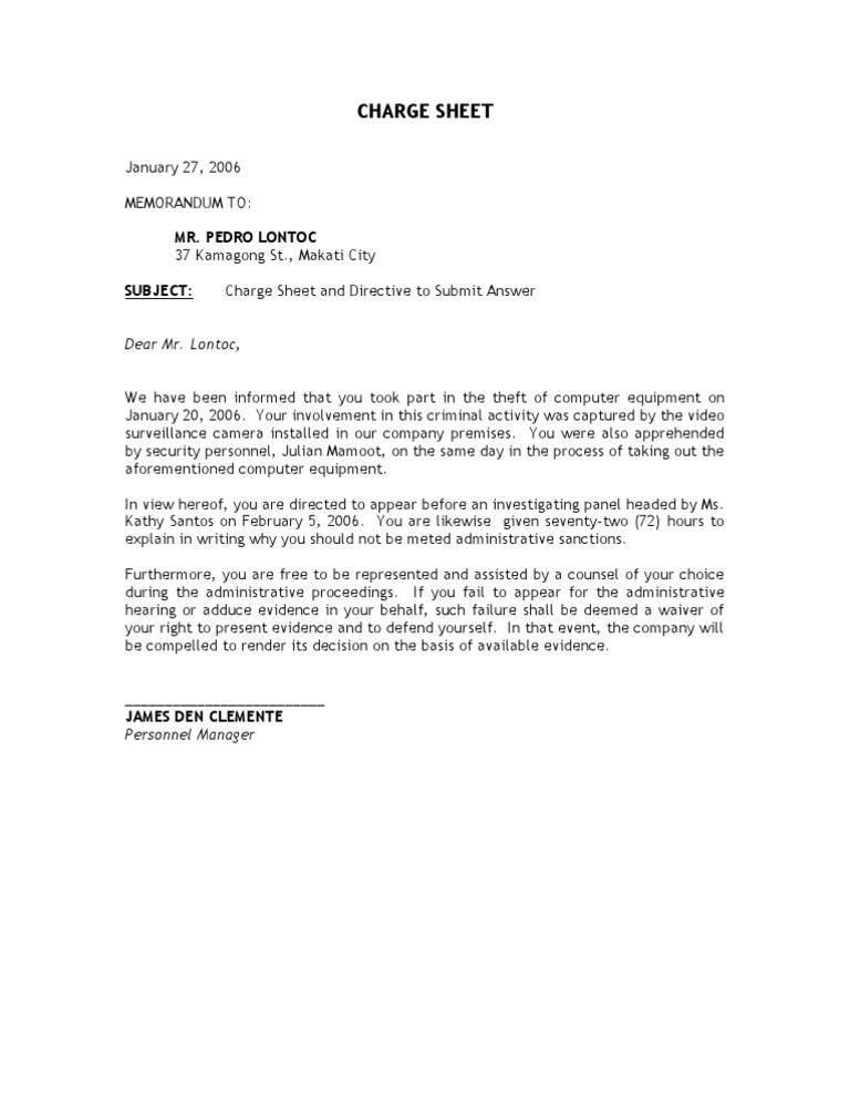 Charge Sheet: Mr. Pedro Lontoc | PDF | Law