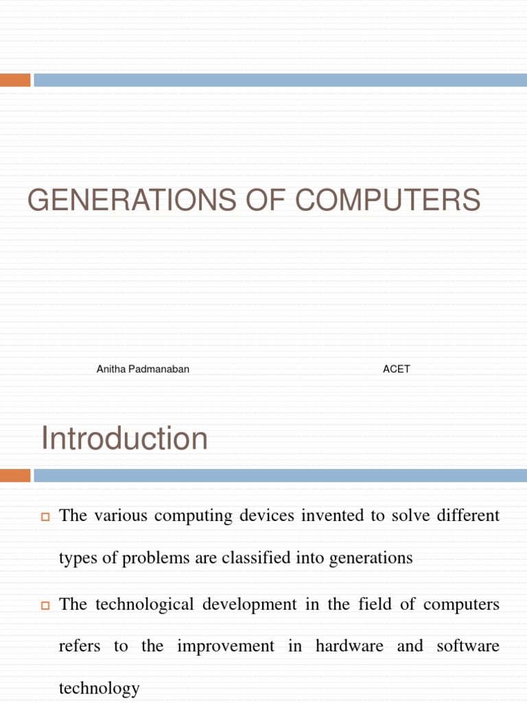 Generations of Computers: Anitha Padmanaban Acet | PDF | Integrated Circuit | Transistor
