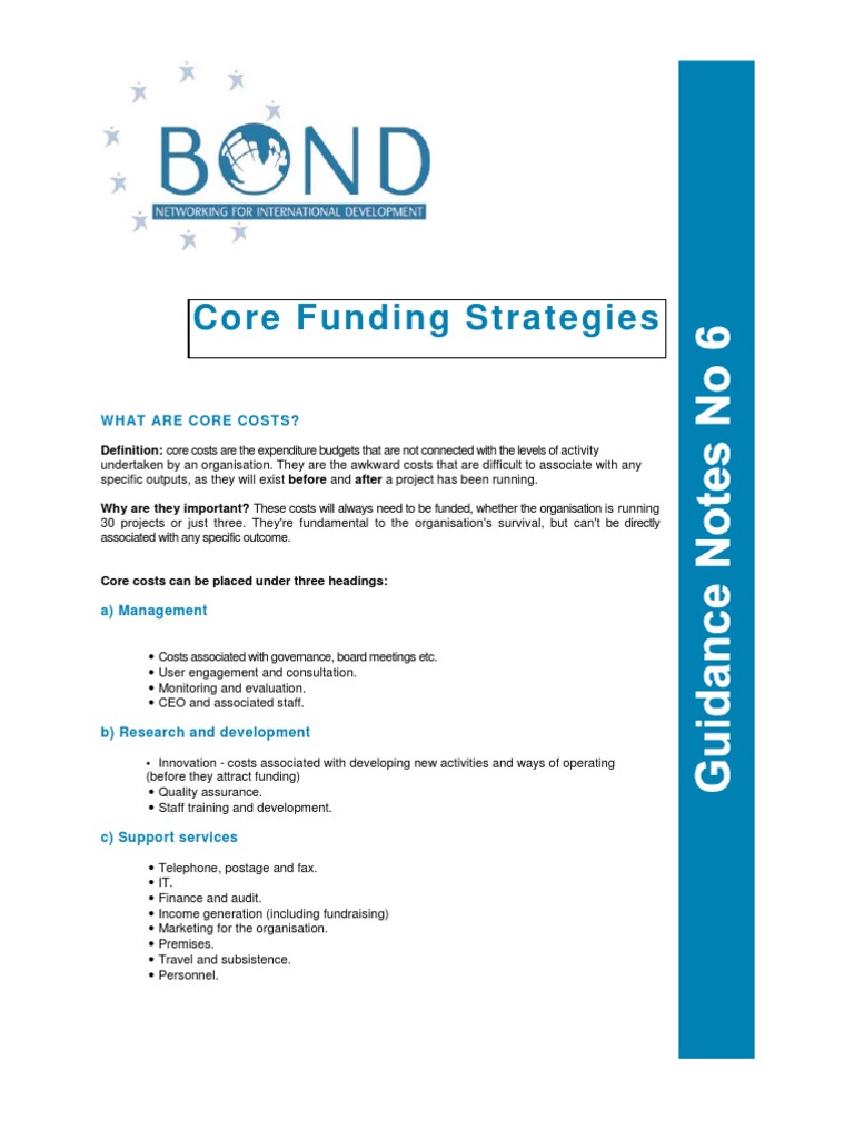 Core Funding Strategies: What Are Core Costs? | PDF | Non Governmental ...