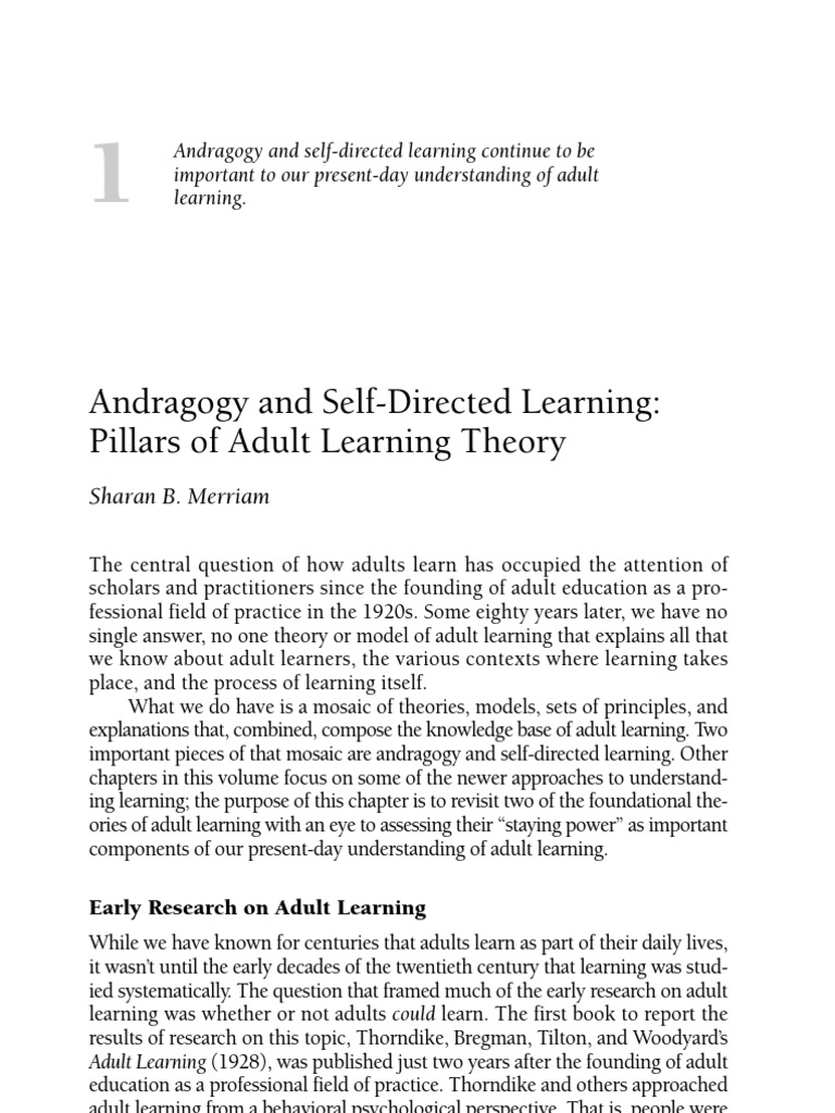 Merriam 2001 Andragogy and Self-Directed Learning | PDF | Adult ...