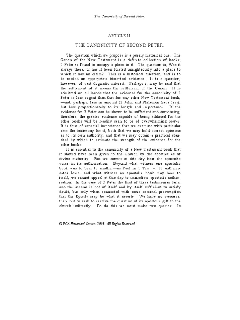 Warfield 2 Peter | PDF | Biblical Canon | New Testament