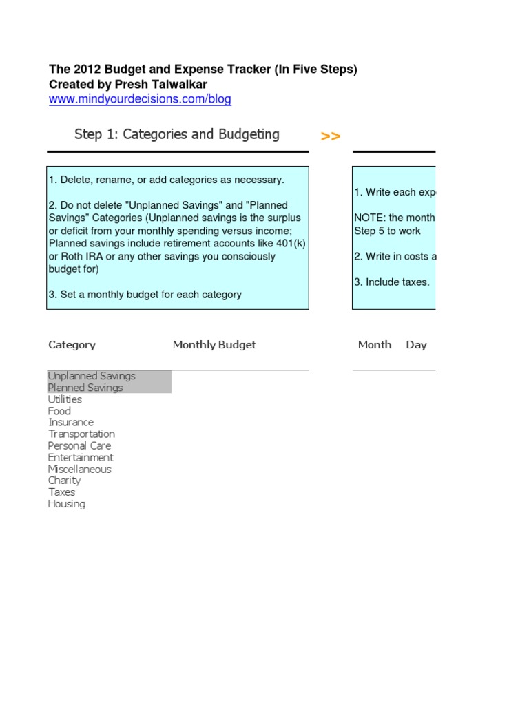 2012 Budget & Expense Tracker Guide | PDF | Expense | Budget