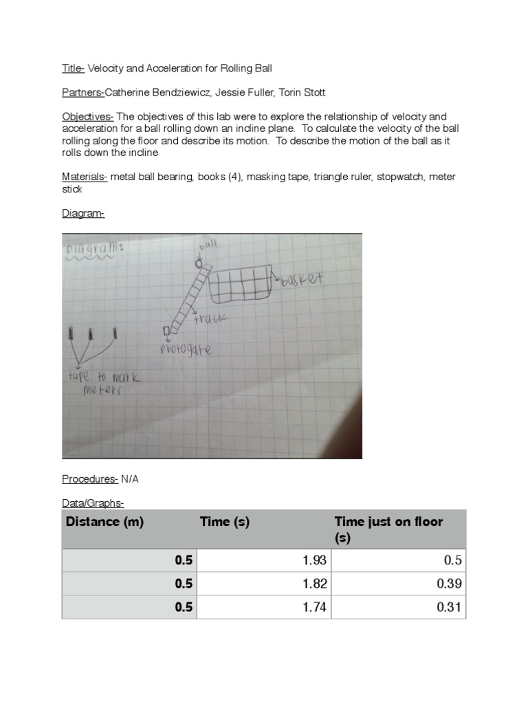 Velocity and Acceleration of Rolling Ball | PDF | Velocity | Acceleration