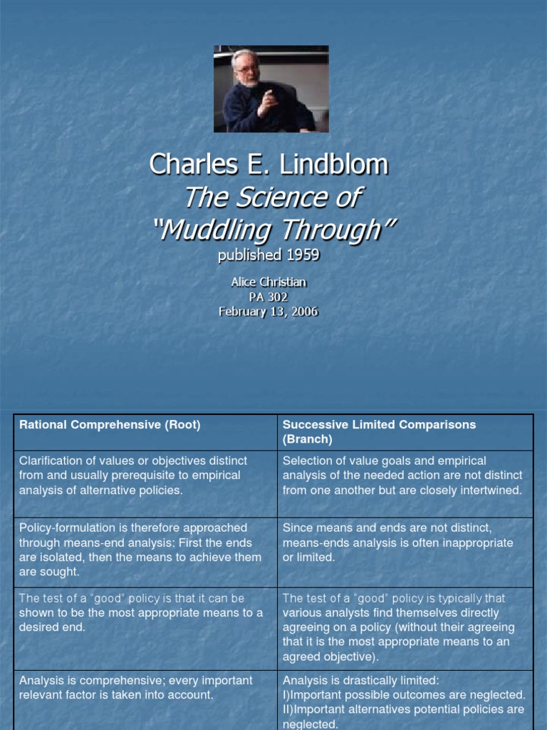 Charles E. Lindblom: The Science of "Muddling Through" | PDF ...