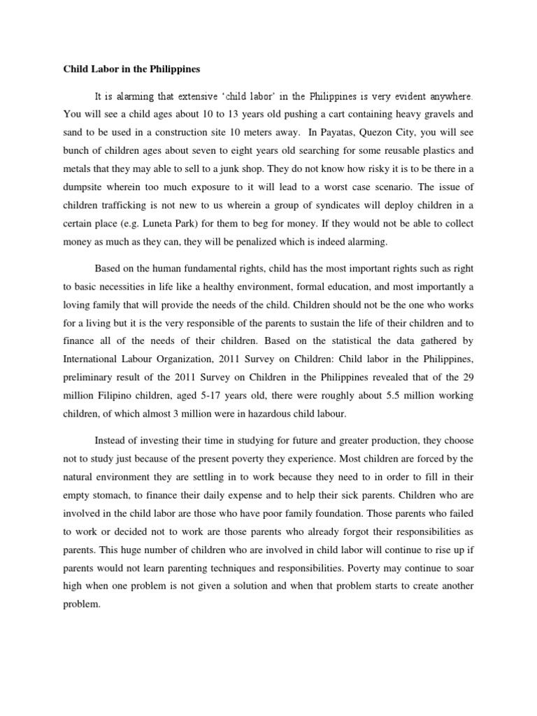 Child Labor in The Philippines | Download Free PDF | Child Labour ...
