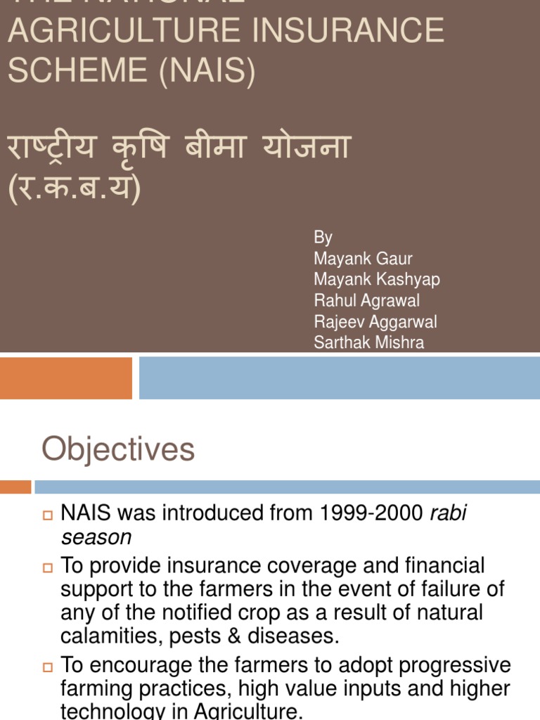 The National Agriculture Insurance Scheme (NAIS) | PDF | Insurance ...