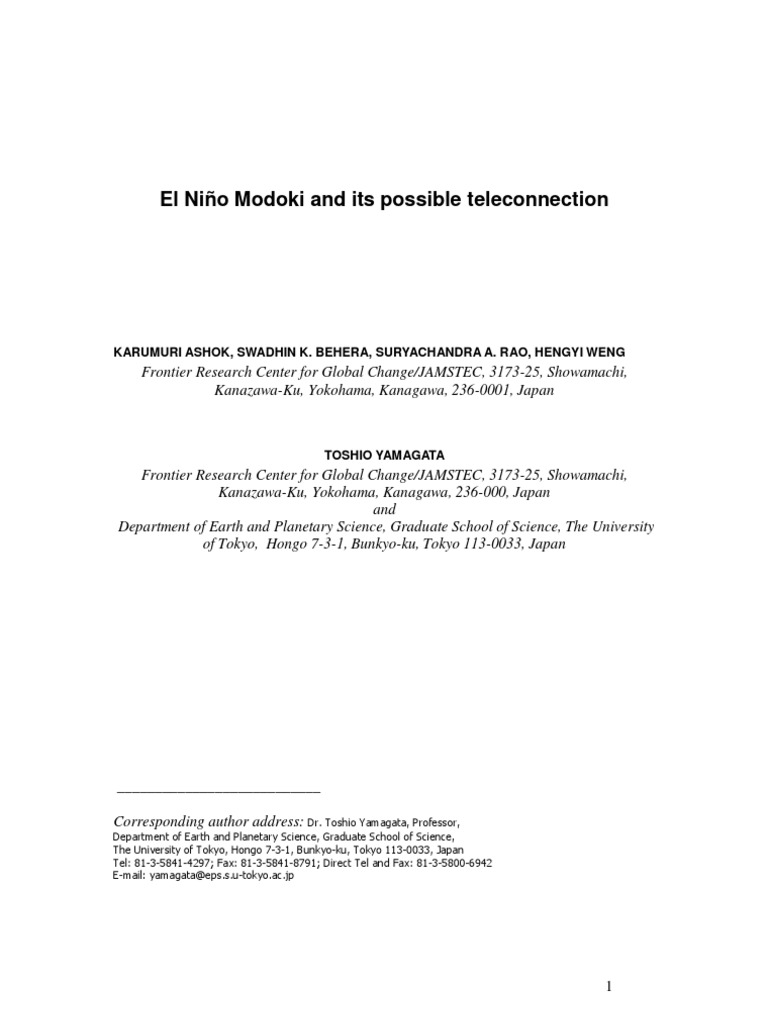Modoki Ashok | PDF | El Niño | Oceans