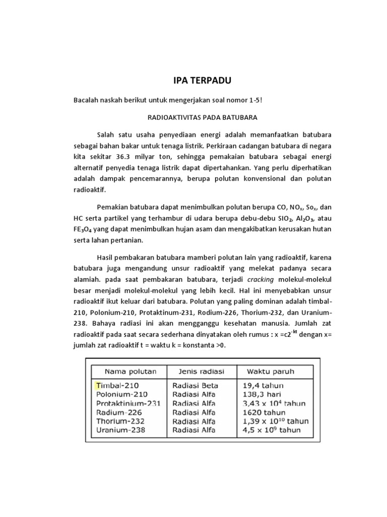 Soal Ipa Terpadu | PDF