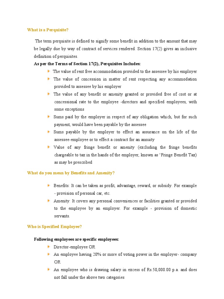 What Is A Perquisite | PDF | Employee Benefits | Tax Deduction