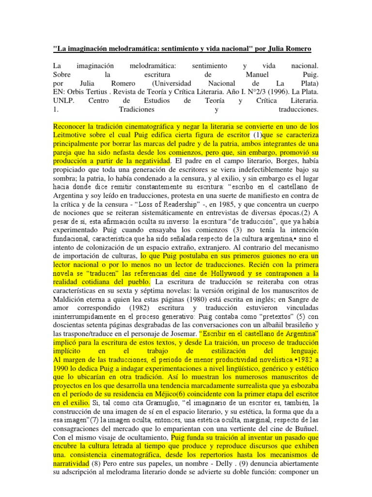 La Imaginacion Melodramatica | PDF | Antonio Gramsci | Novelas