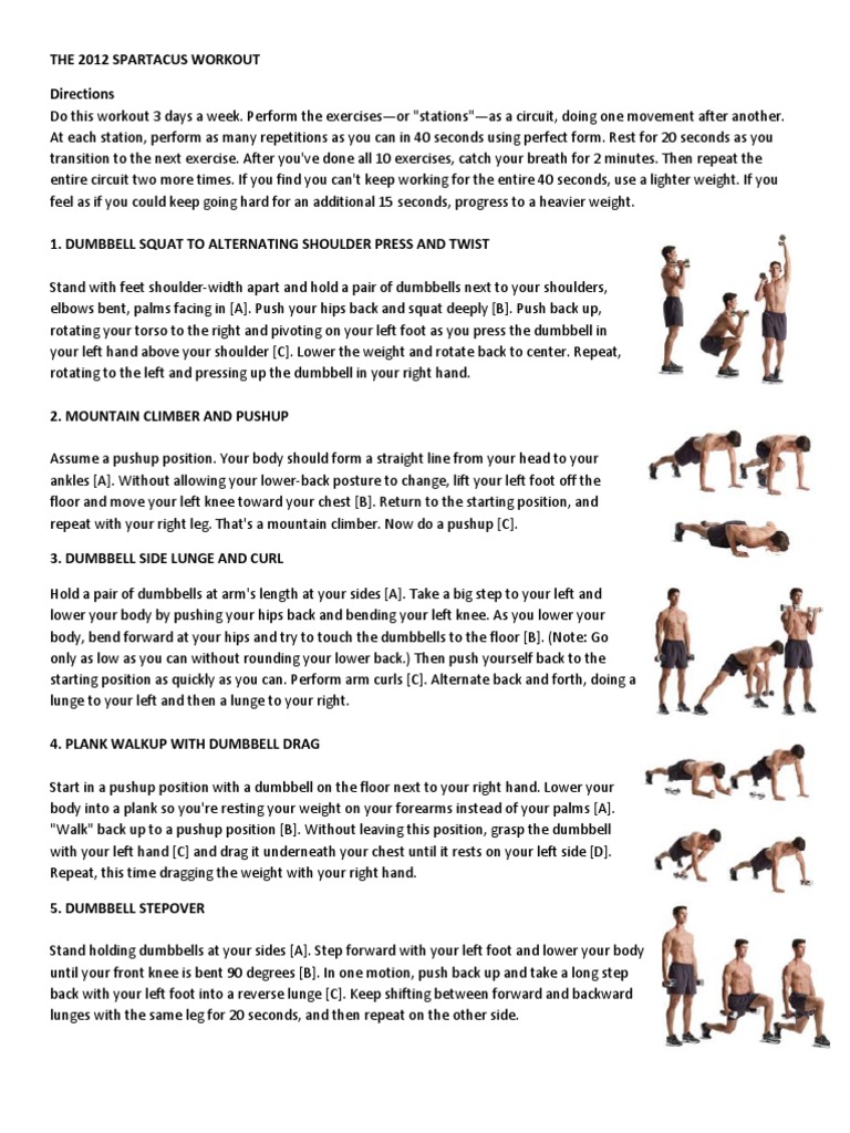Spartacus Workout: 2012 Circuit Guide | PDF | Recreation | Human Anatomy