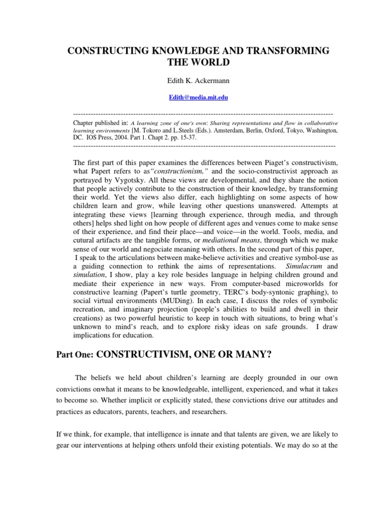 2004 Constructing Knowledge | PDF | Constructivism (Philosophy Of ...