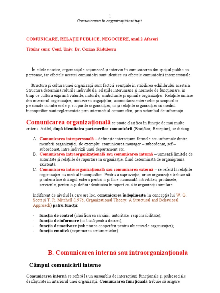 Comunicare Internă, Externă | PDF