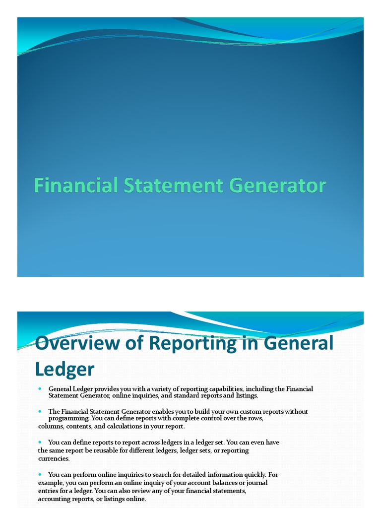 Financial Statement Generator | Download Free PDF | Financial Statement ...