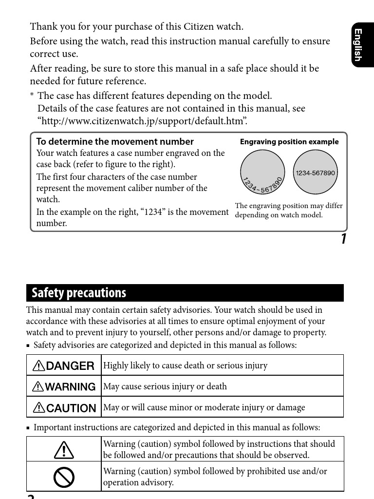Citizen Instruction Manual H144 | PDF | Watch | Battery (Electricity)