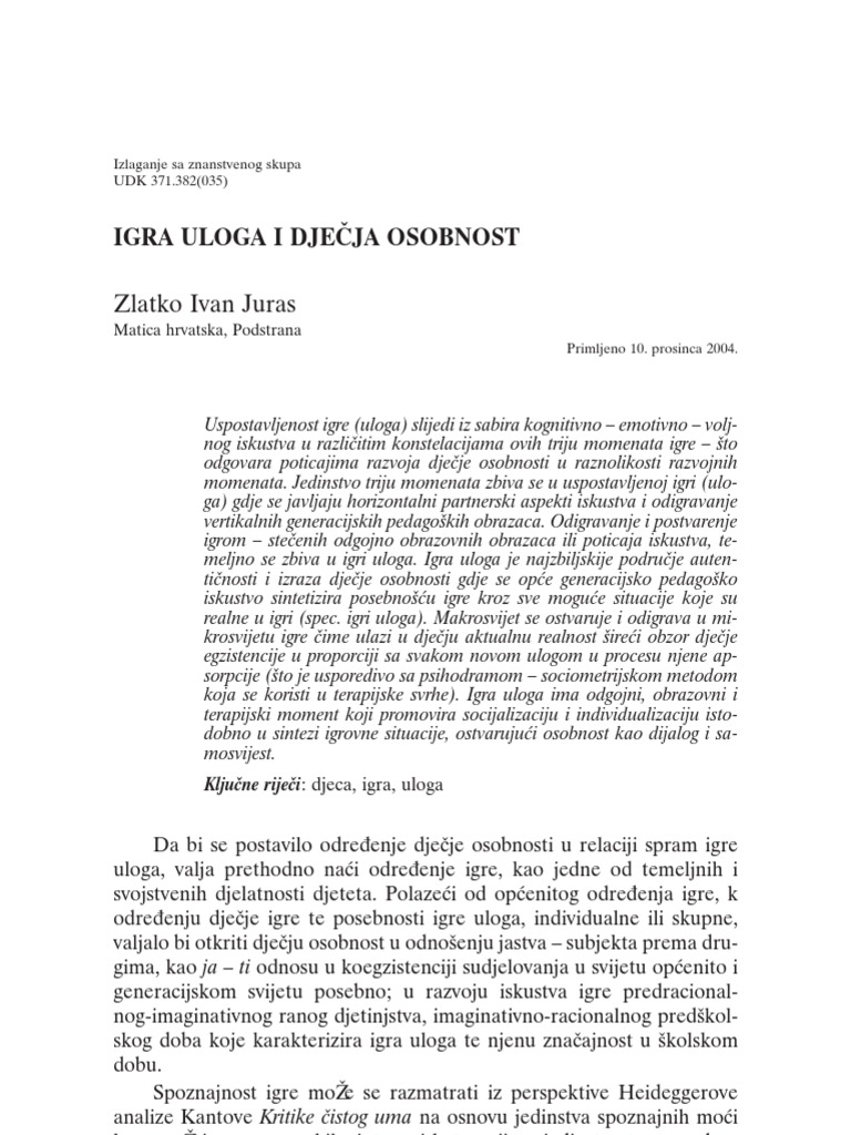 Igra Uloga I Djeèja Osobnost | PDF