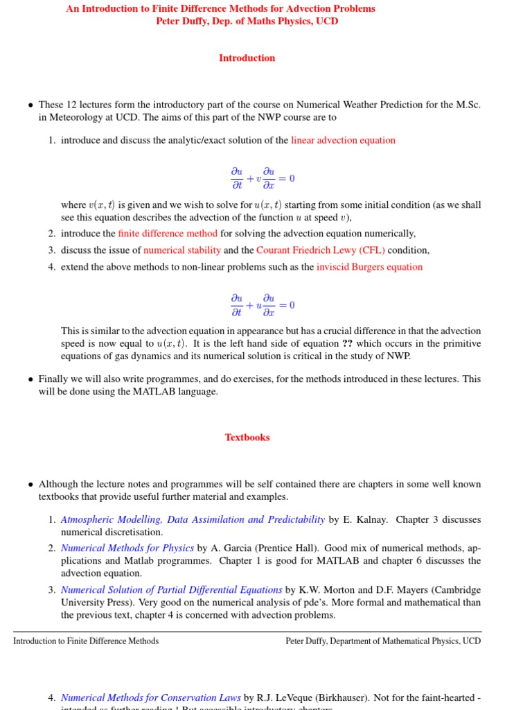 Linear Advection | PDF | Numerical Analysis | Partial Differential Equation Linear Advection | PDF | Numerical Analysis | Partial Differential Equation