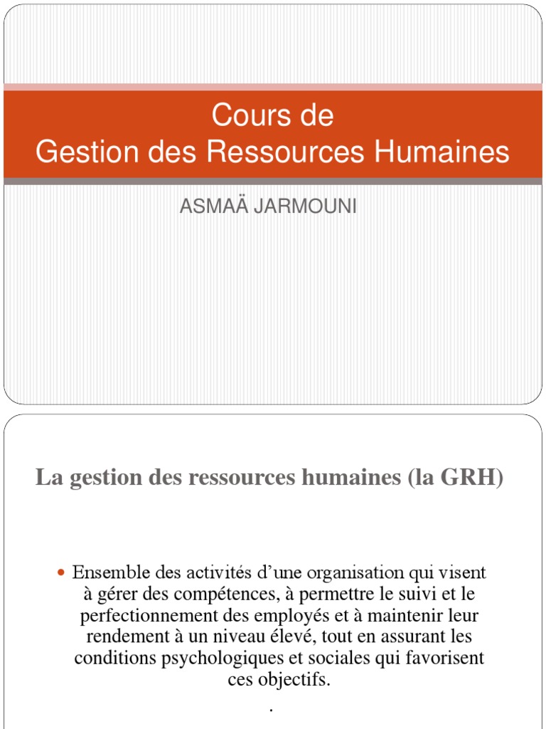 Exposé de GRH Gestion Ressources Humaines | PDF | Ressources humaines | Motivation