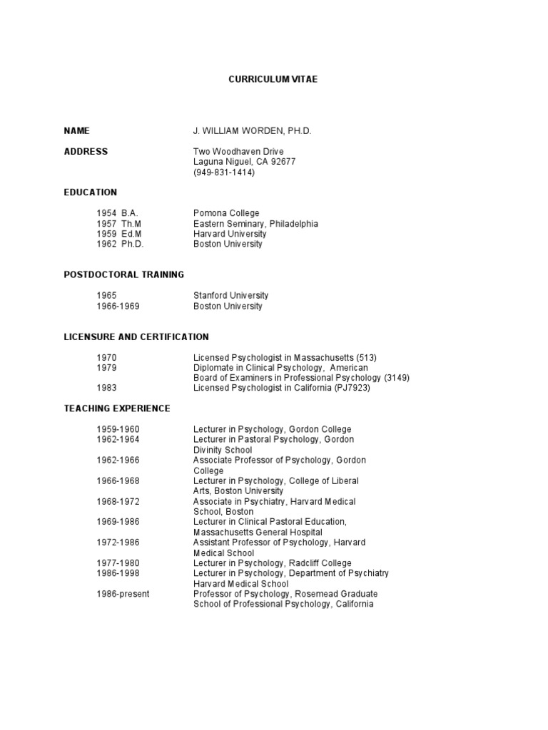 William Worden 1 | PDF | Psychologist | Grief