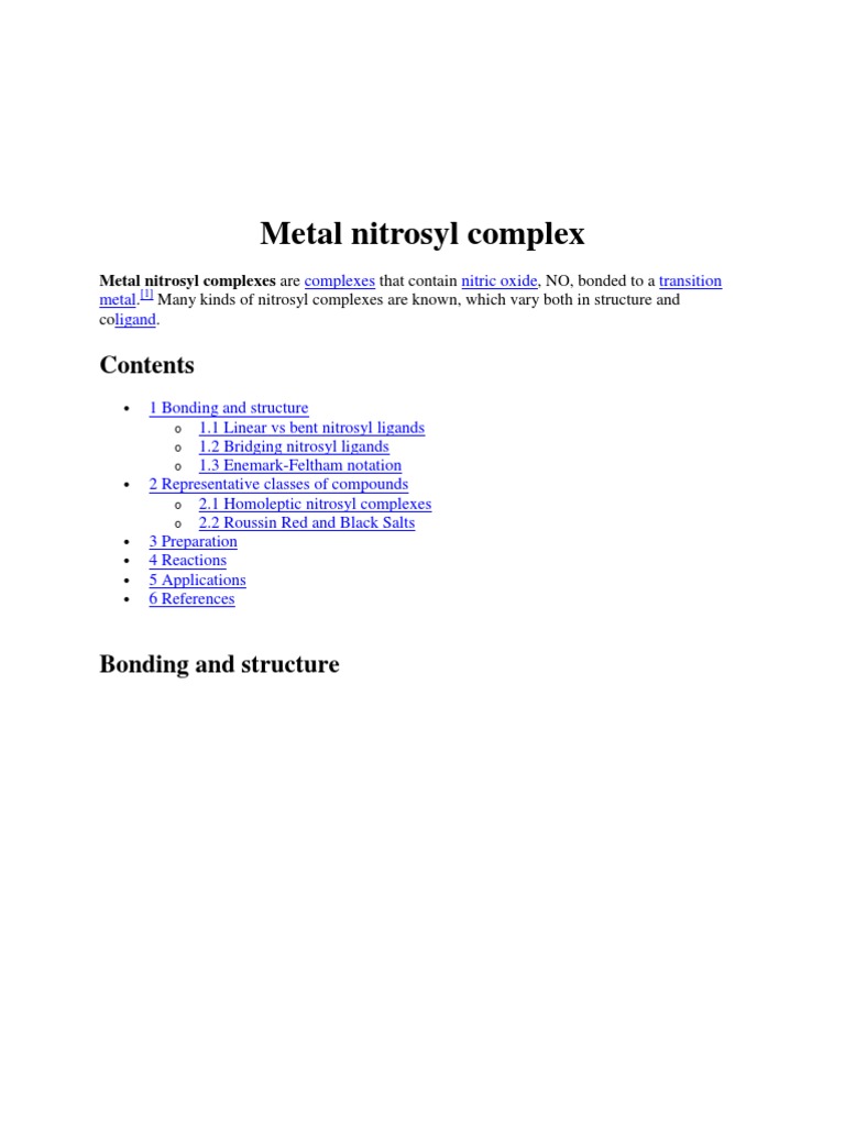 Metal Nitrosyl Complex | Download Free PDF | Sets Of Chemical Elements ...