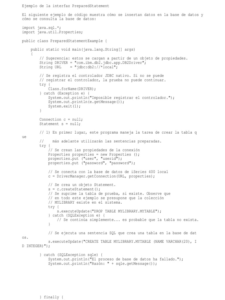 Ejercicio de Prepared Statement | PDF | SQL | Tabla (base de datos)