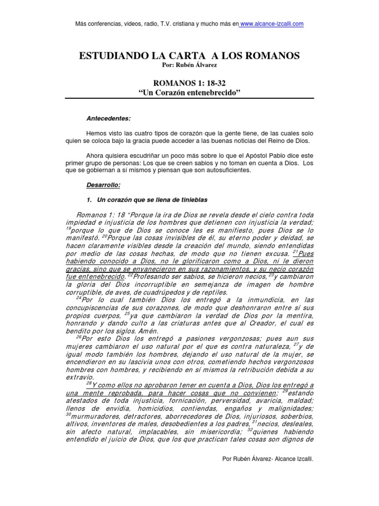 Romanos 1 Un Corazon Entenebrecido | PDF | Epístola a los romanos | Abrahán