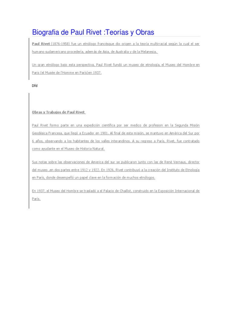 Biografia Paul Rivet | PDF | Agitación | Política (general)