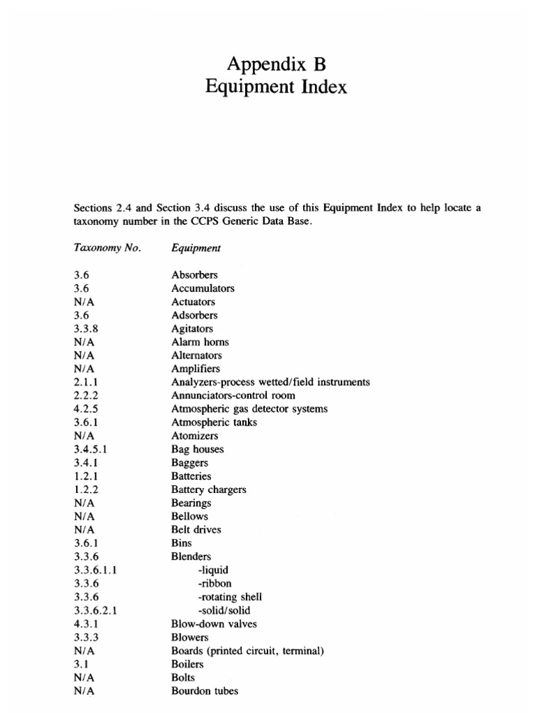 Appendix B Equipment Index | PDF | Vacuum Tube | Hvac