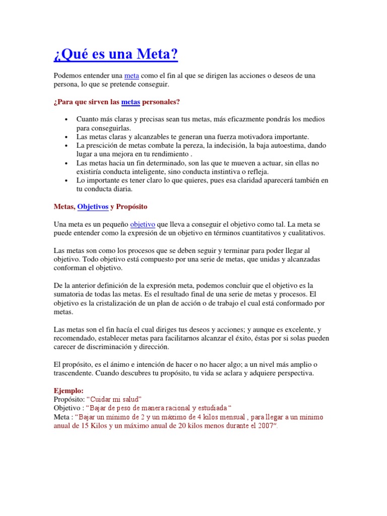 Qué Es Una Meta | PDF | Comportamiento | Cognición