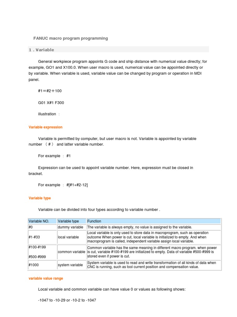 Fanuc Macro Program Programming Pdf Variable Computer Science Mathematical Concepts 