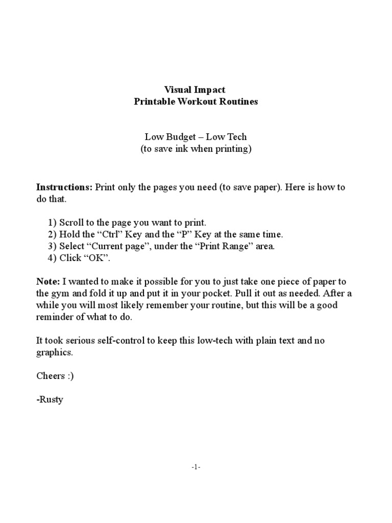 Visual Impact Printablechart | PDF | Weight Training | Human Anatomy