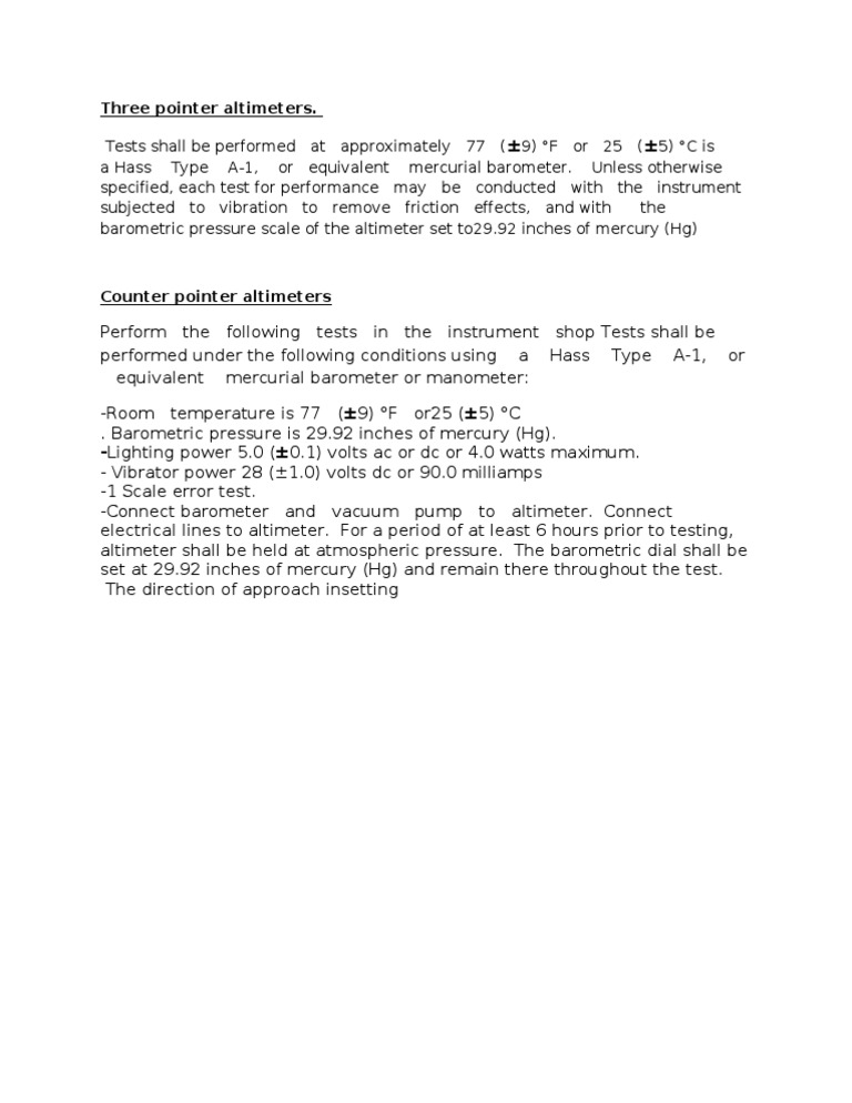 Testing Procedures for Altimeters | PDF | Computers