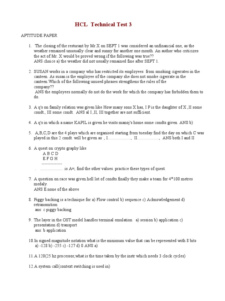 Hcl Placement Paper 8 Pdf Parameter Computer Programming Variable Computer Science 8516