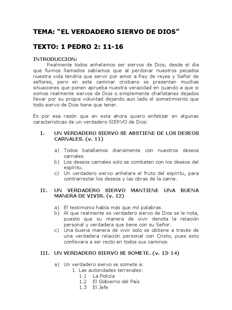 Características del Verdadero Siervo de Dios | PDF