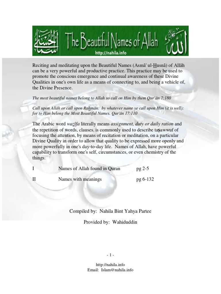 99 Names of Allah | PDF | Allah | Sin
