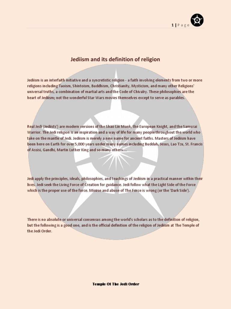 Jediism and Its Definition of Religion | PDF | Jedi | The Force (Star Wars)
