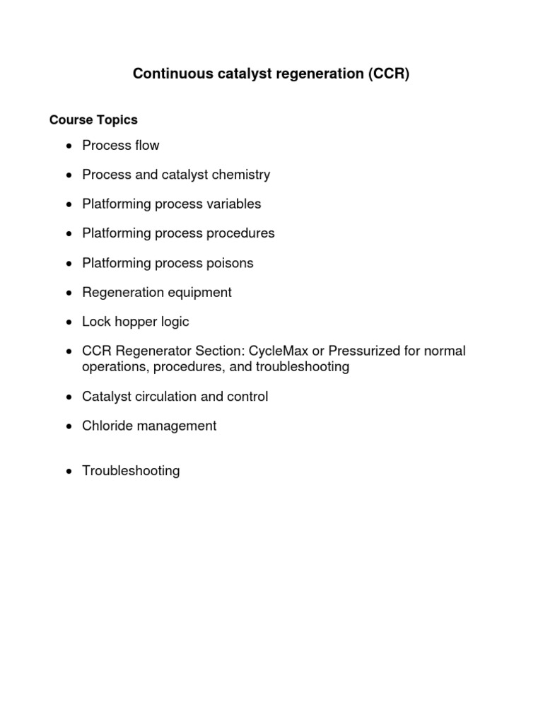 CCR Continuous Catalyst Regeneration | PDF