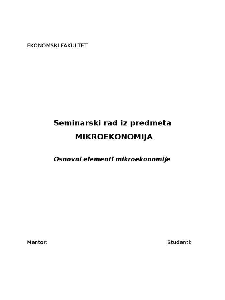 Elementi Mikroekonomije | PDF